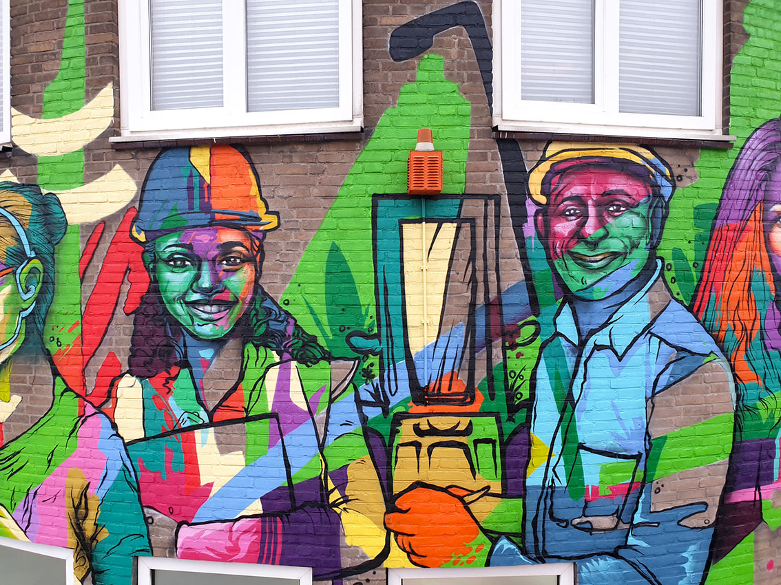 Binckhorst street art, 2 street artists make great artwork.